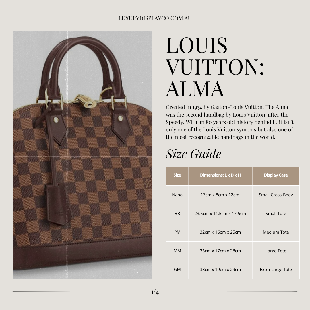 Louis Vuitton Alma Handbag Storage Size Guide Luxury Display Co Louis Vuitton Alma Handbag Storage Size Guide Luxury Display Co