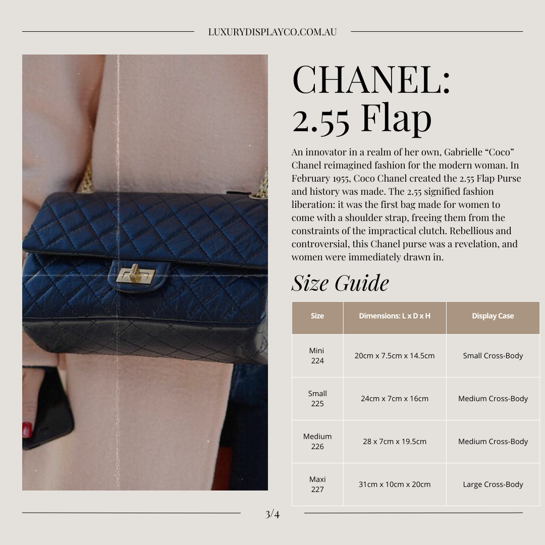 Chanel 2.55 Flap Handbag Storage Size Guide – Luxury Display Co ...